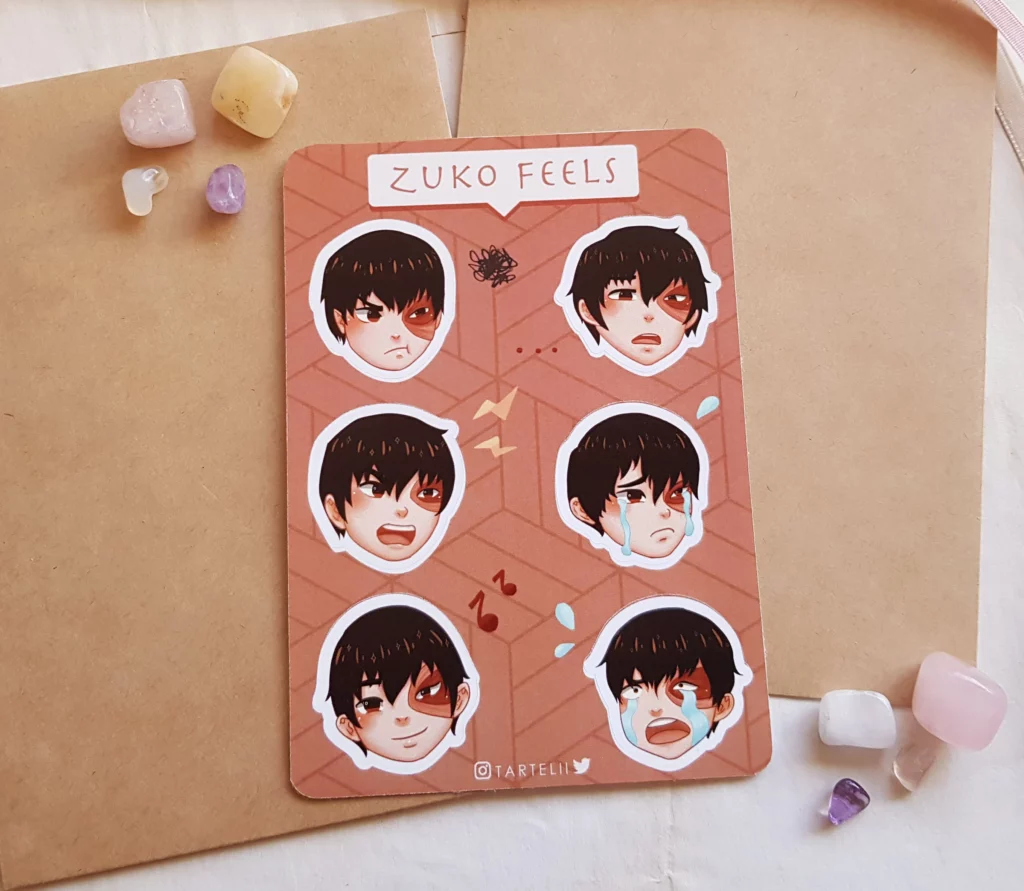 Avatar Zuko Feels Sticker Sheet by Dewream - in.cube8r