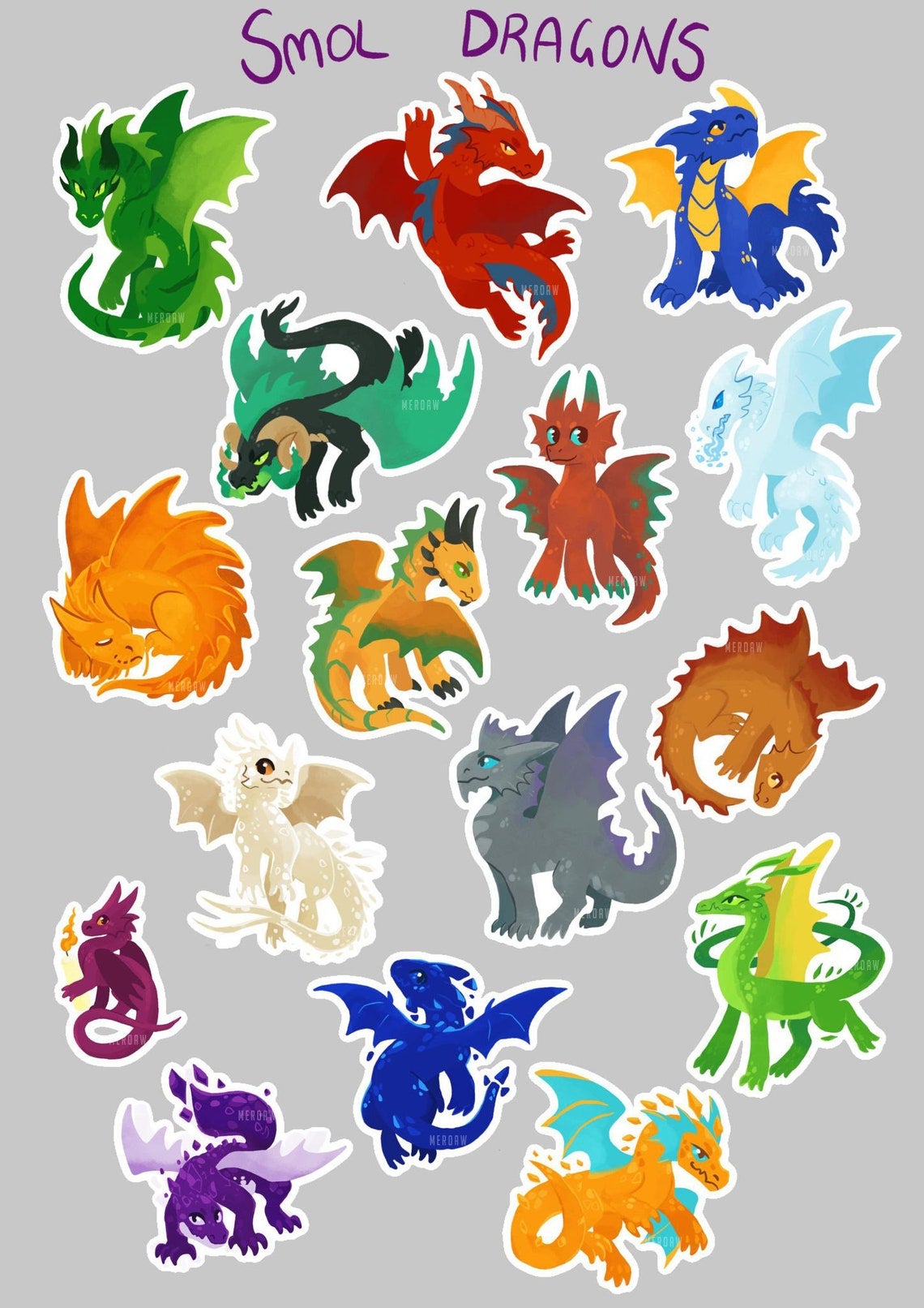 Smol Dragons by Meroaw Illustrations - in.cube8r