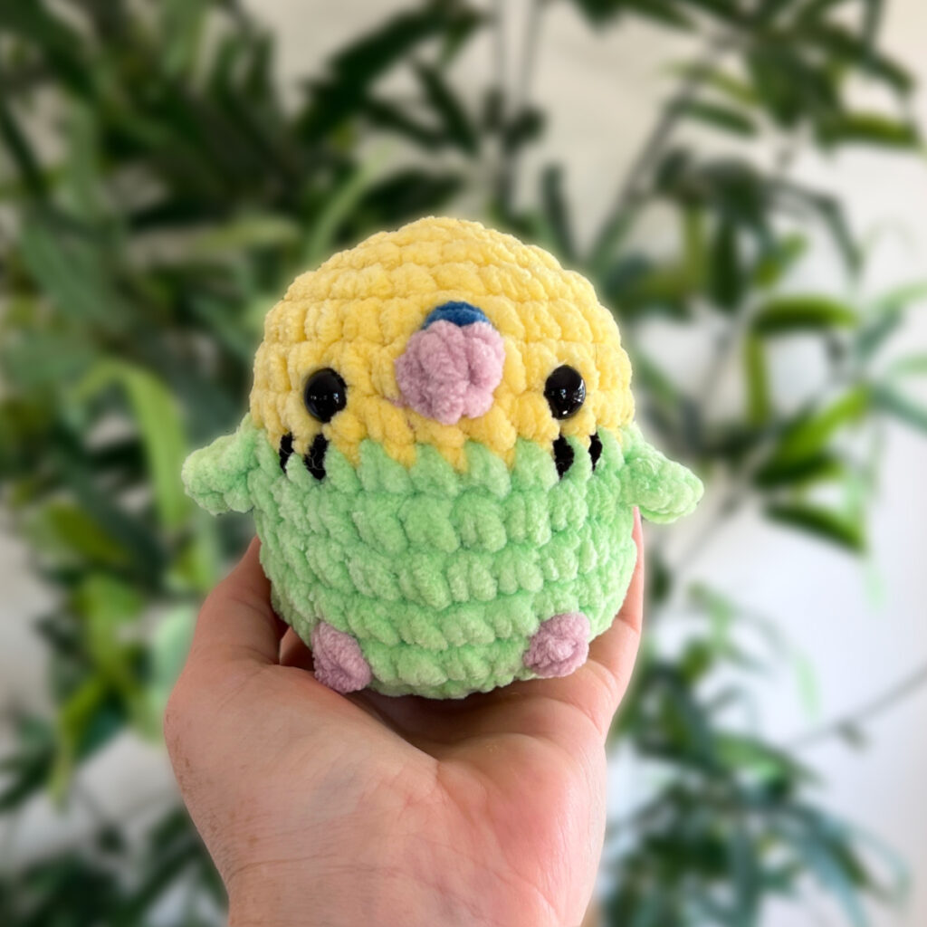 Green Budgie Crochet Plushie Bird by 53stitches - in.cube8r