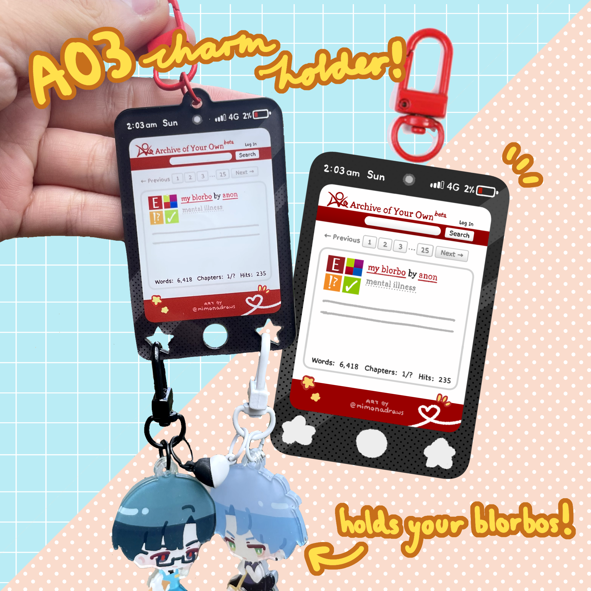 AO3 charm holder | mimonadraws - in.cube8r