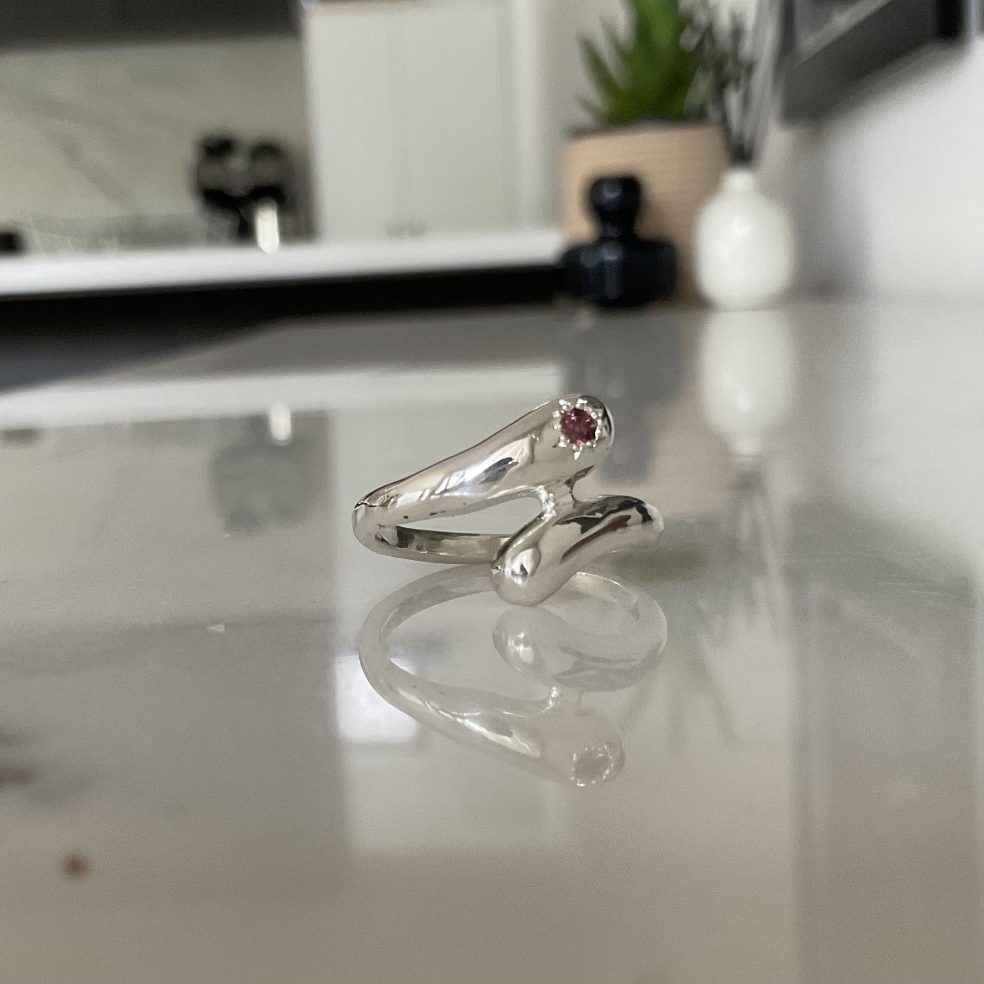 Pink garnet wrap over ring size P by Artefact Fine Jewellery | in.cube8r